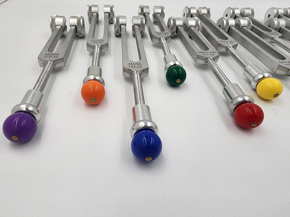 Professional 11 Piece Weighted Planetary Tuning Fork Set