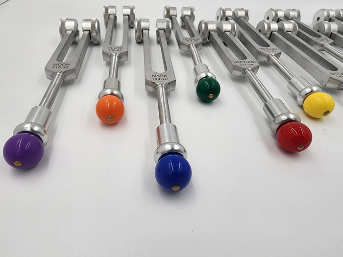 Professional 11 Piece Weighted Planetary Tuning Fork Set