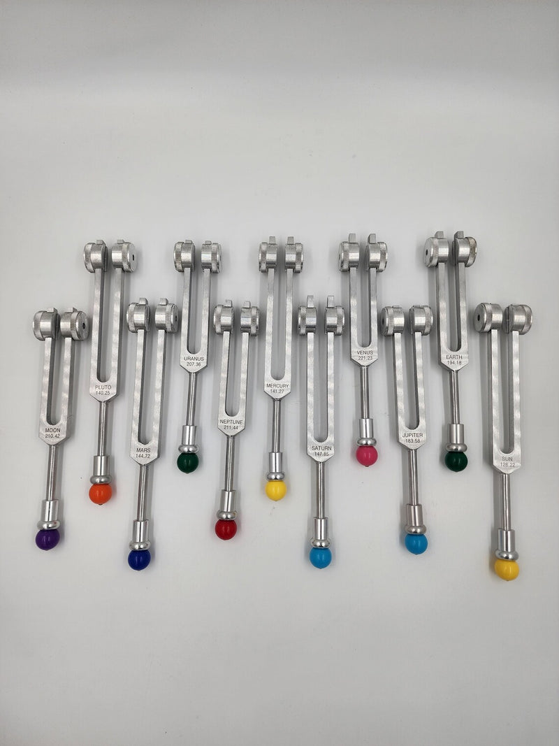Professional 11 Piece Weighted Planetary Tuning Fork Set